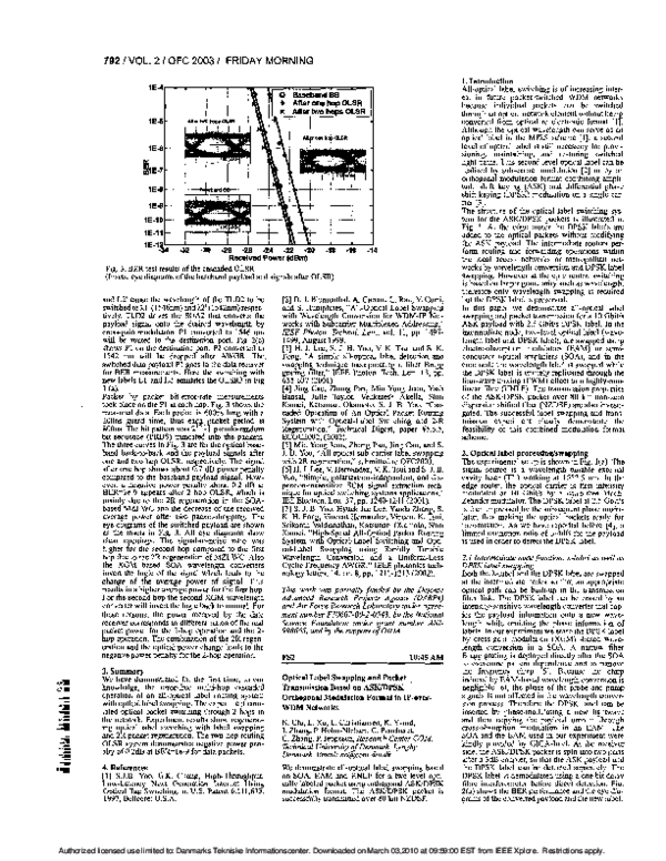 Pdf Optical Label Swapping And Packet Transmission Based On Askdpsk Orthogonal Modulation