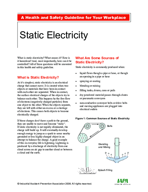 (PDF) A Health and Safety Guideline for Your Workplace Static Electricity