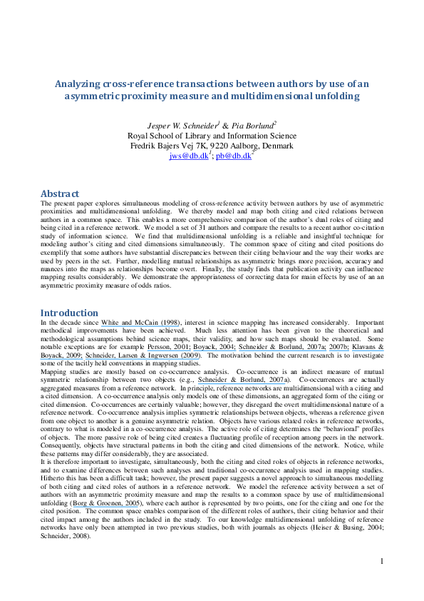 (PDF) Analyzing cross-reference transactions between authors by use of an asymmetric proximity ...