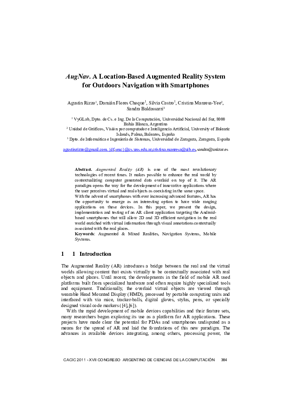 (PDF) AugNav: a location-based augmented reality system for outdoors navigation with smartphones