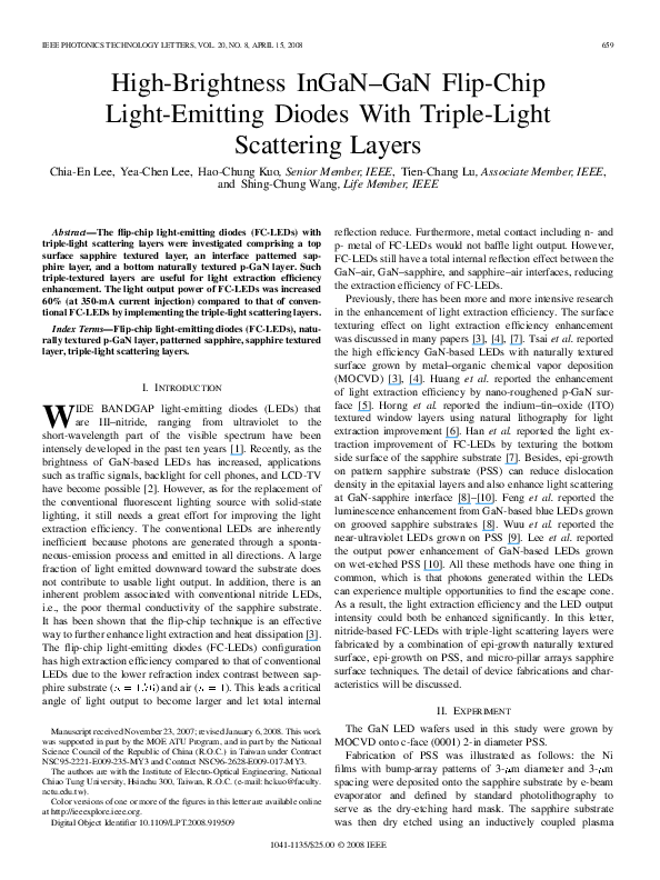 (PDF) High-Brightness InGaN–GaN Flip-Chip Light-Emitting Diodes With Triple-Light Scattering Layers