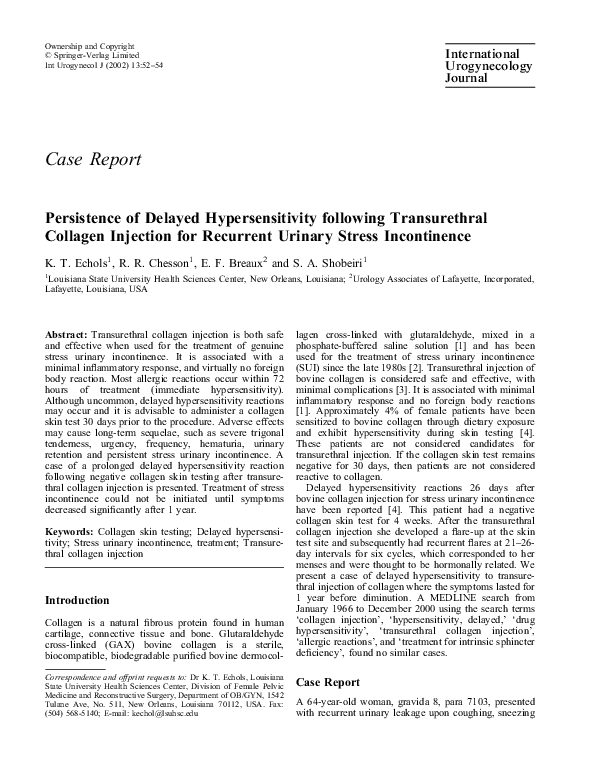 (PDF) Persistence of injectable collagen in human urethra: Case report ...