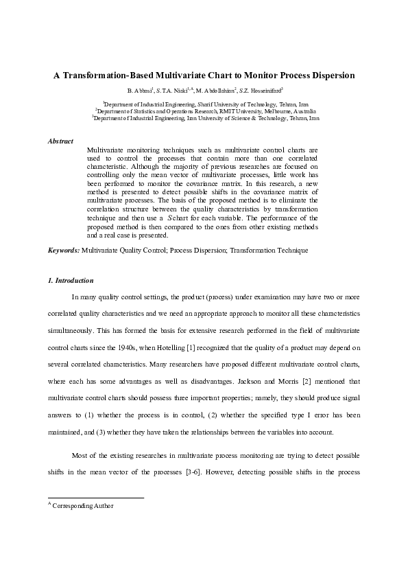 Pdf A Transformation Based Multivariate Chart To Monitor Process Dispersion Mali Abdollahian