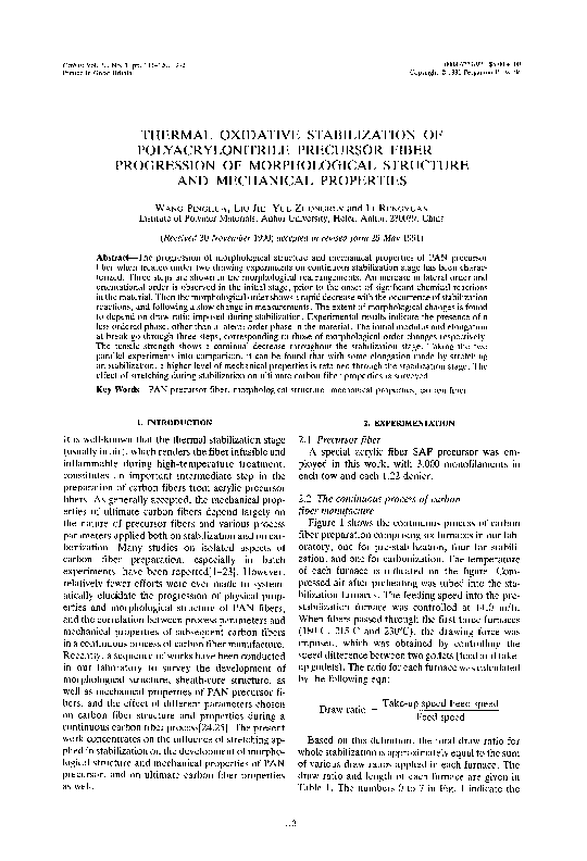 (PDF) Thermal oxidative stabilization of polyacrylonitrile precursor fiber—progression of ...