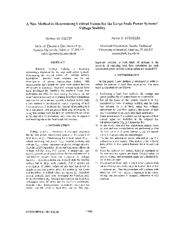 (PDF) A new method in determining critical values for the large scale power systems' voltage ...