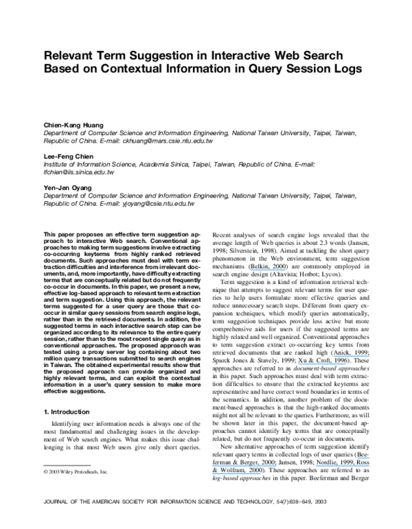 (PDF) Relevant term suggestion in interactive web search based on contextual information in ...