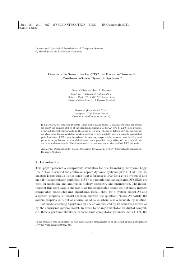 Pdf Computable Semantics For Ctl On Discrete Time And Continuous
