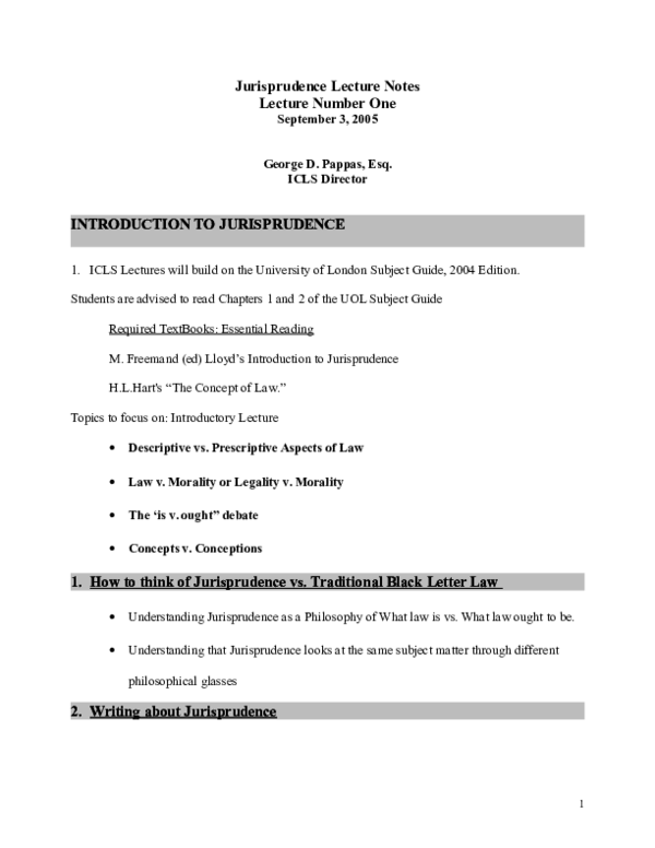 (DOC) Jurisprudence Notes Lecture