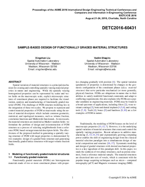 (PDF) SAMPLE-BASED DESIGN OF FUNCTIONALLY GRADED MATERIAL STRUCTURES