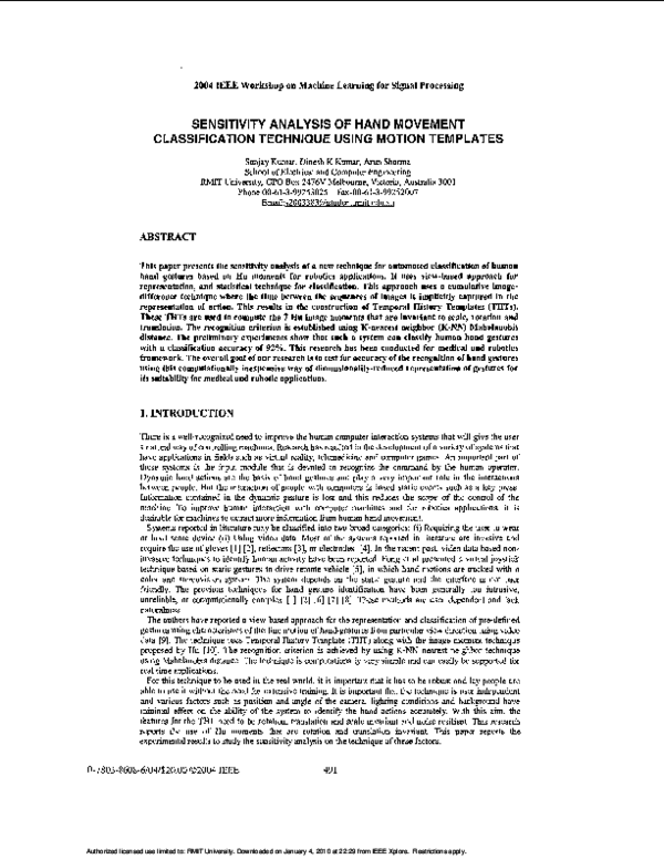 (PDF) Sensitivity analysis of hand movement classification technique ...