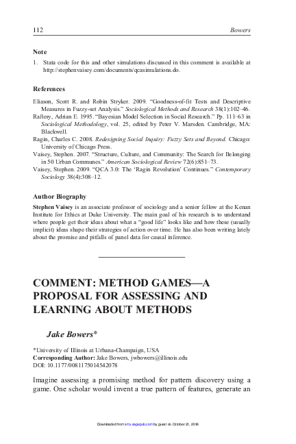 (PDF) Comment Method Games—A Proposal for Assessing and Learning about ...