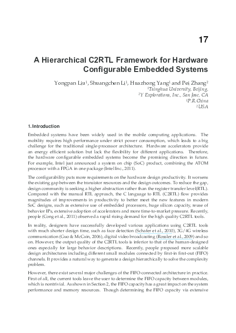 (PDF) A Hierarchical C2RTL Framework for Hardware Configurable Embedded Systems