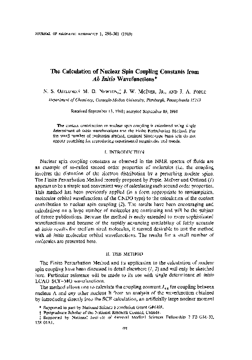 Pdf The Calculation Of Nuclear Spin Coupling Constants From Ab Initio