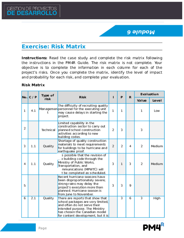 (DOC) Exercise: Risk Matrix