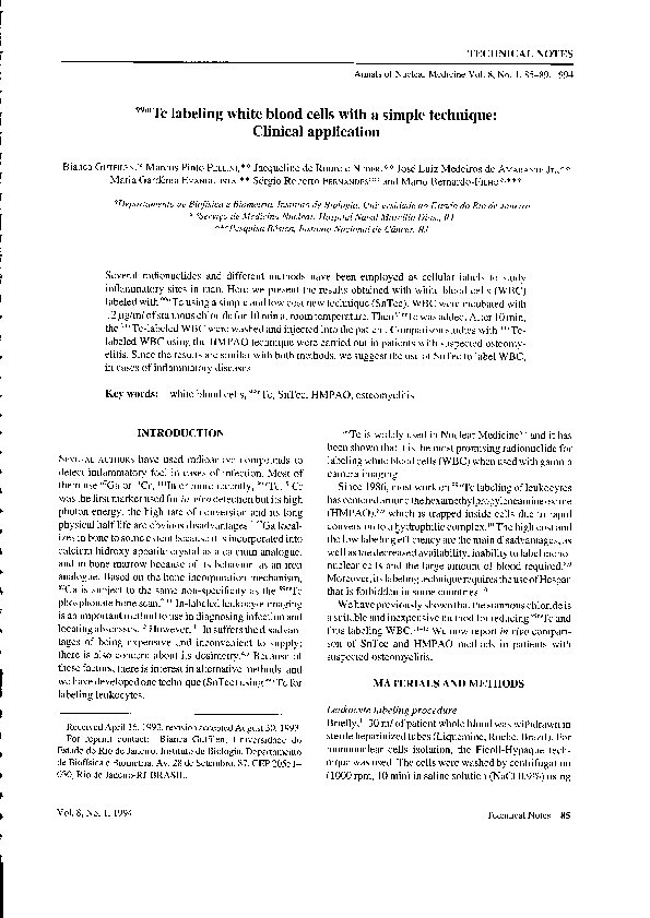 (PDF) 99m Tc labeling white blood cells with a simple technique ...