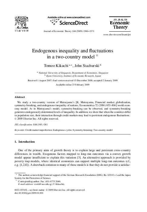 (PDF) Endogenous inequality and fluctuations in a two-country model
