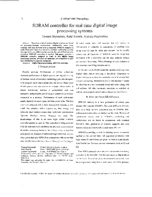 (PDF) SDRAM controller for real time digital image processing systems