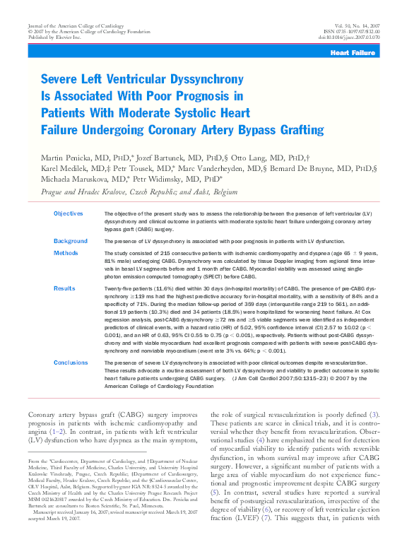(PDF) Severe Left Ventricular Dyssynchrony Is Associated With Poor ...