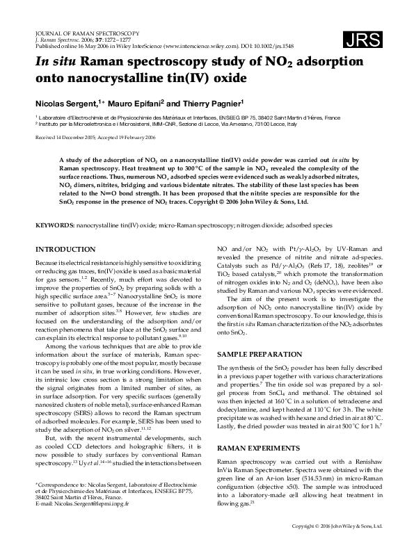 (PDF) In situ Raman spectroscopy study of NO2 adsorption onto ...