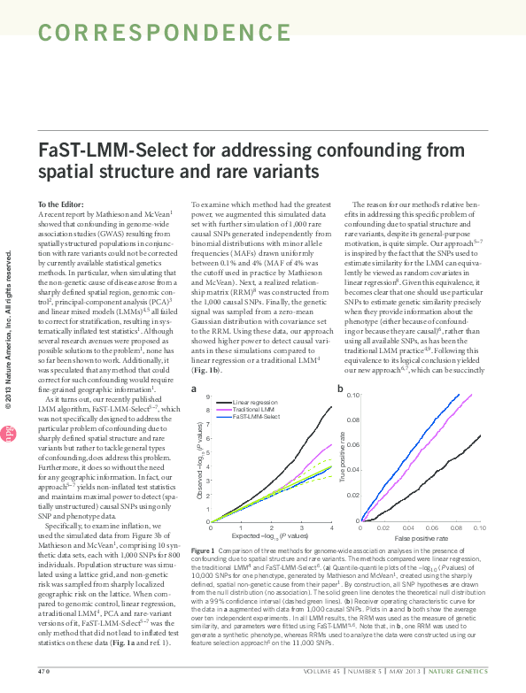 (PDF) FaST-LMM-Select for addressing confounding from spatial structure ...