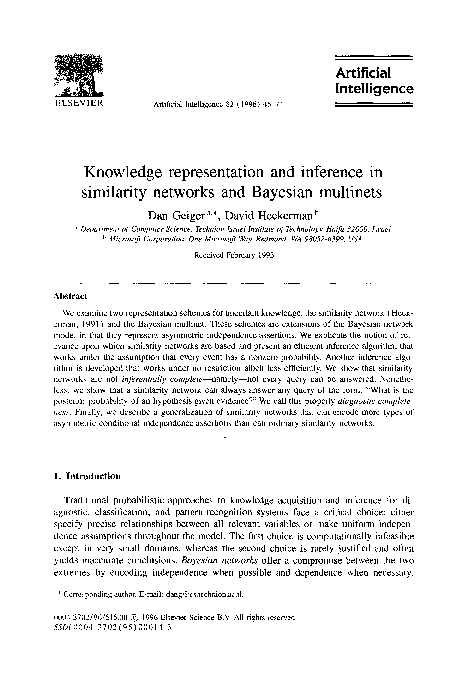 (PDF) Knowledge representation and inference in similarity networks and Bayesian multinets