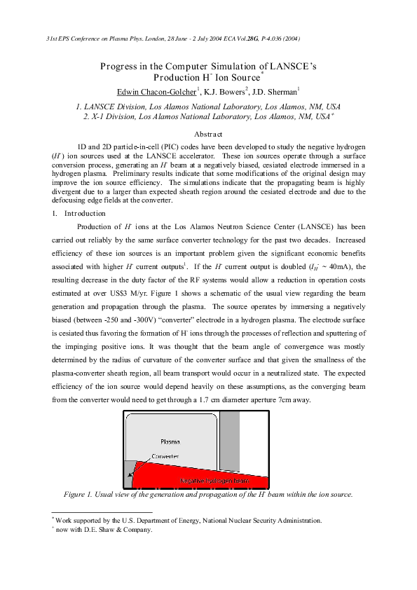 (PDF) Progress on the computer simulation of LANSCE's production H-ion ...
