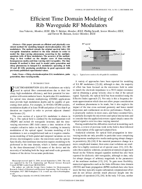 Pdf Efficient Time Domain Modeling Of Rib Waveguide Rf Modulators
