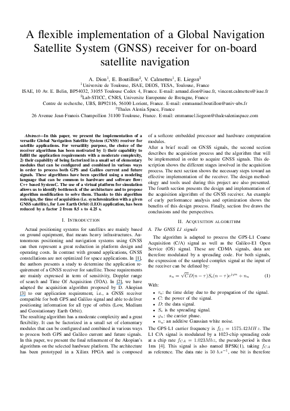 (PDF) A flexible implementation of a Global Navigation Satellite System ...