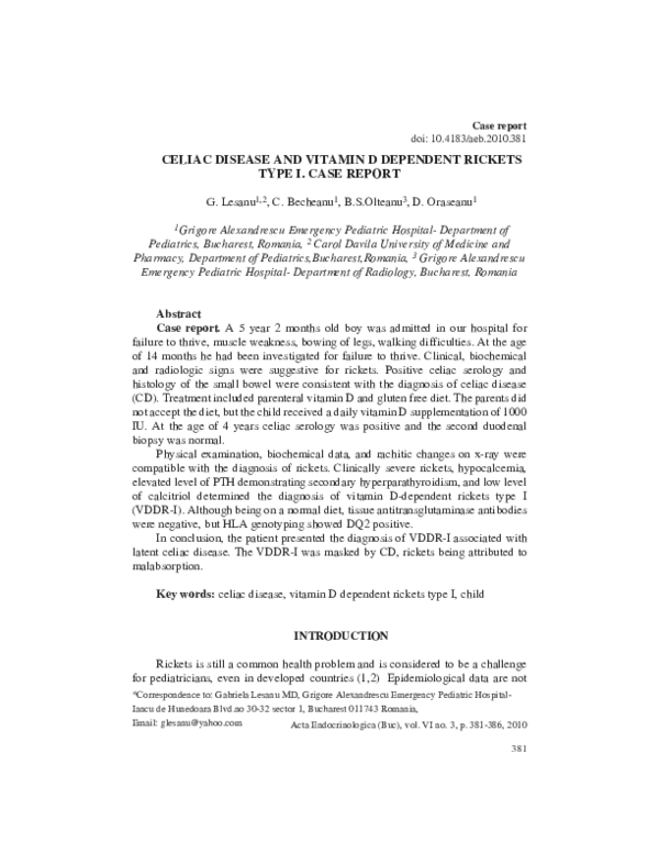 (PDF) Celiac disease and vitamin D dependent rickets type I. Case ...