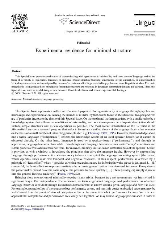 (PDF) Experimental evidence for minimal structure