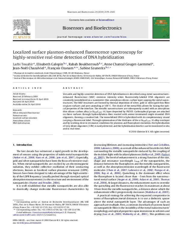 (PDF) Localized surface plasmon-enhanced fluorescence spectroscopy for highly-sensitive real ...