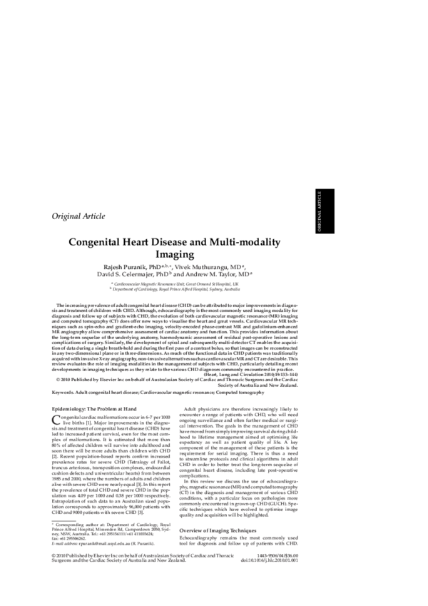 (PDF) Congenital Heart Disease and Multimodality Imaging