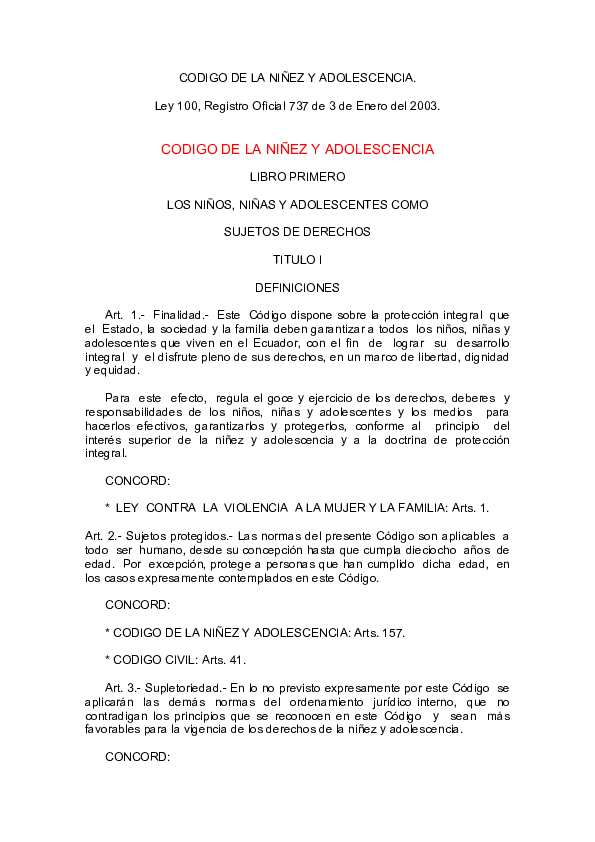 (PDF) CODIGO DE LA NIÑEZ Y ADOLESCENCIA