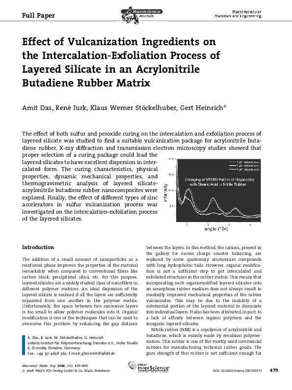 (PDF) Effect of Vulcanization Ingredients on the Intercalation ...