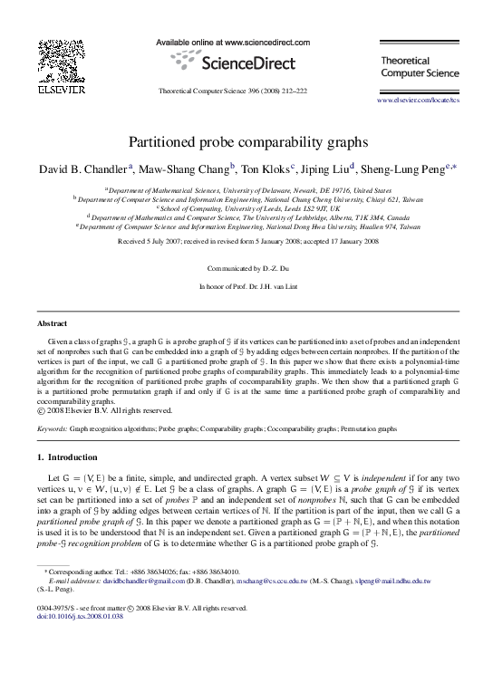 Pdf Chordal Probe Graphs Martin Golumbic