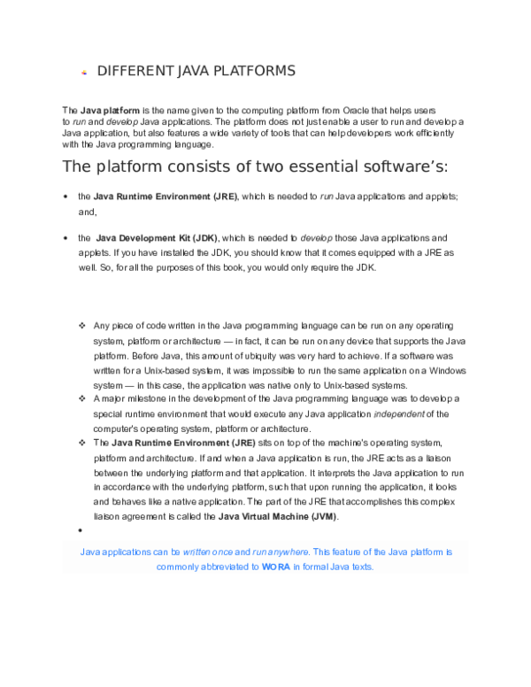(DOC) DIFFERENT JAVA PLATFORMS