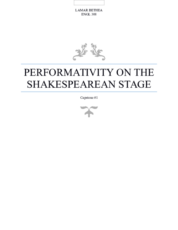 (DOC) Performativity on the Shakespearean Stage
