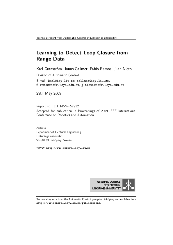 Pdf Learning To Detect Loop Closure From Range Data