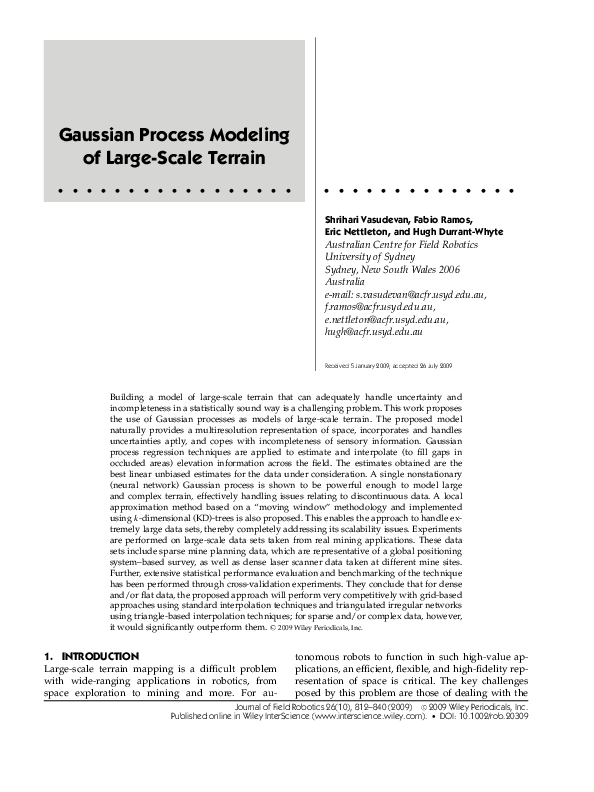 (PDF) Gaussian process modeling of large-scale terrain