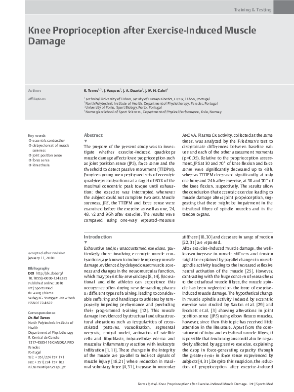 (PDF) Knee proprioception after exercise-induced muscle damage