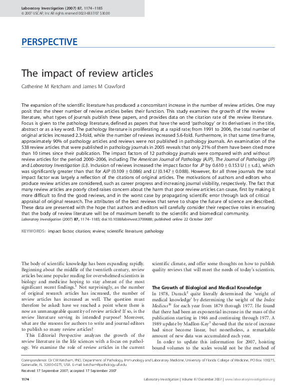 (PDF) The impact of review articles