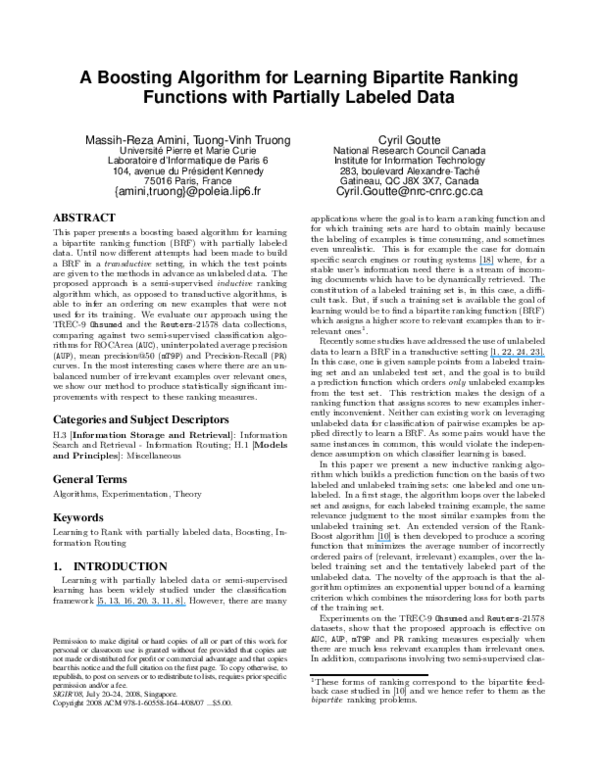 (PDF) A boosting algorithm for learning bipartite ranking functions ...