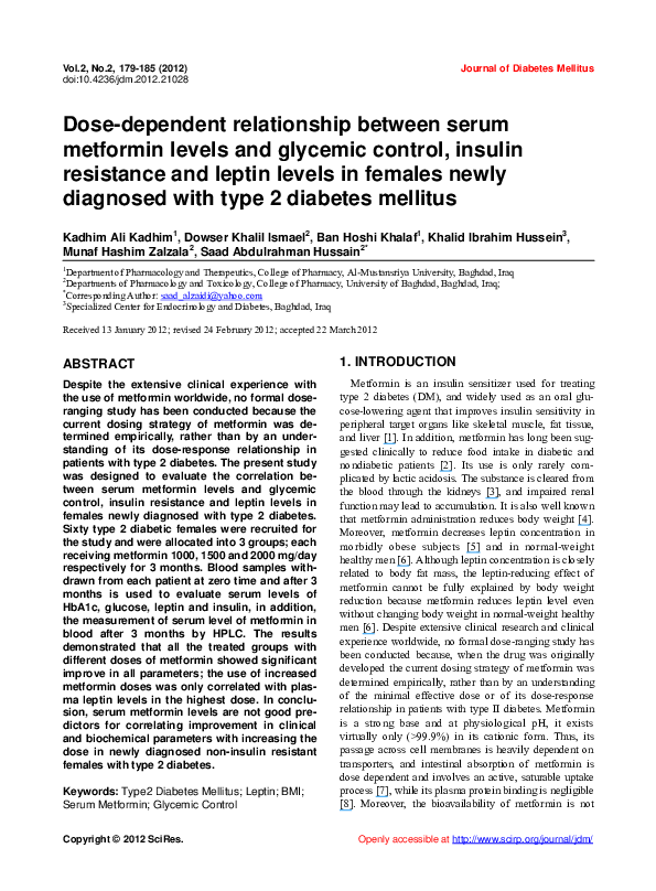 (PDF) Dose-dependent relationship between serum metformin levels and ...