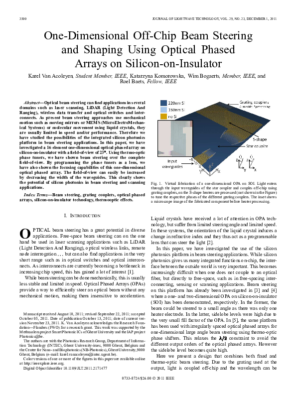 (PDF) One-Dimensional Off-Chip Beam Steering and Shaping Using Optical Phased Arrays on Silicon ...