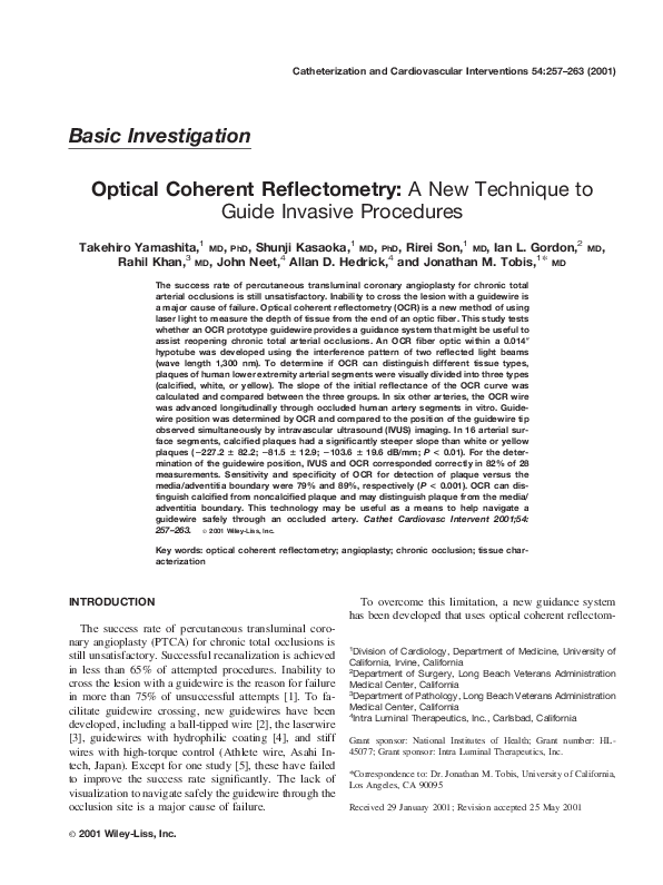 (PDF) Optical coherent reflectometry: A new technique to guide invasive ...