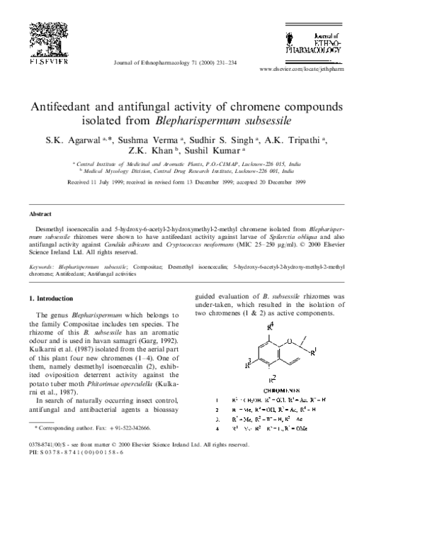 (PDF) Antifeedant and antifungal activity of chromene compounds ...