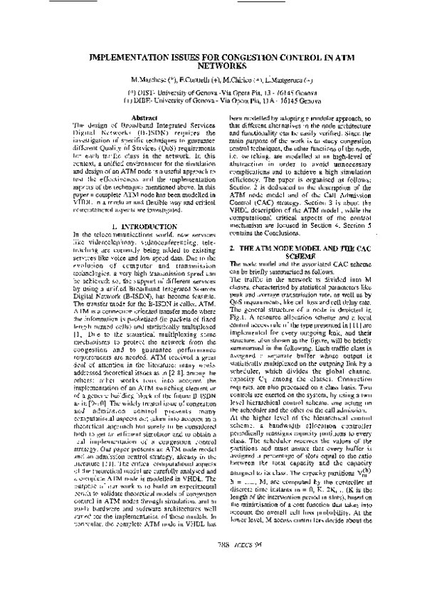 Pdf Implementation Issues For Congestion Control In Atm Networks