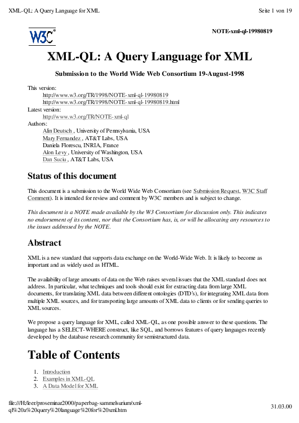 (PDF) XML-QL: A Query Language for XML