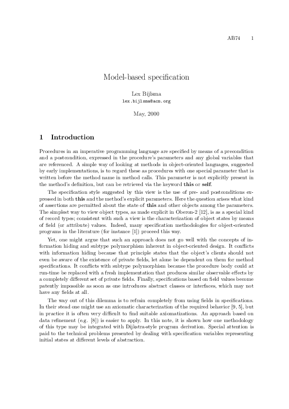 (PDF) Model-based specification | Lex Bijlsma - Academia.edu