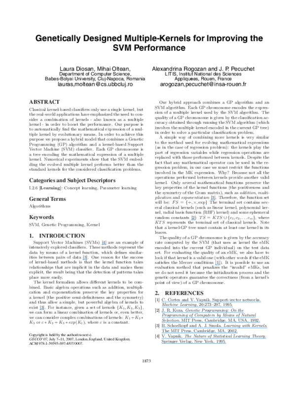 (PDF) Genetically designed multiple-kernels for improving the SVM performance